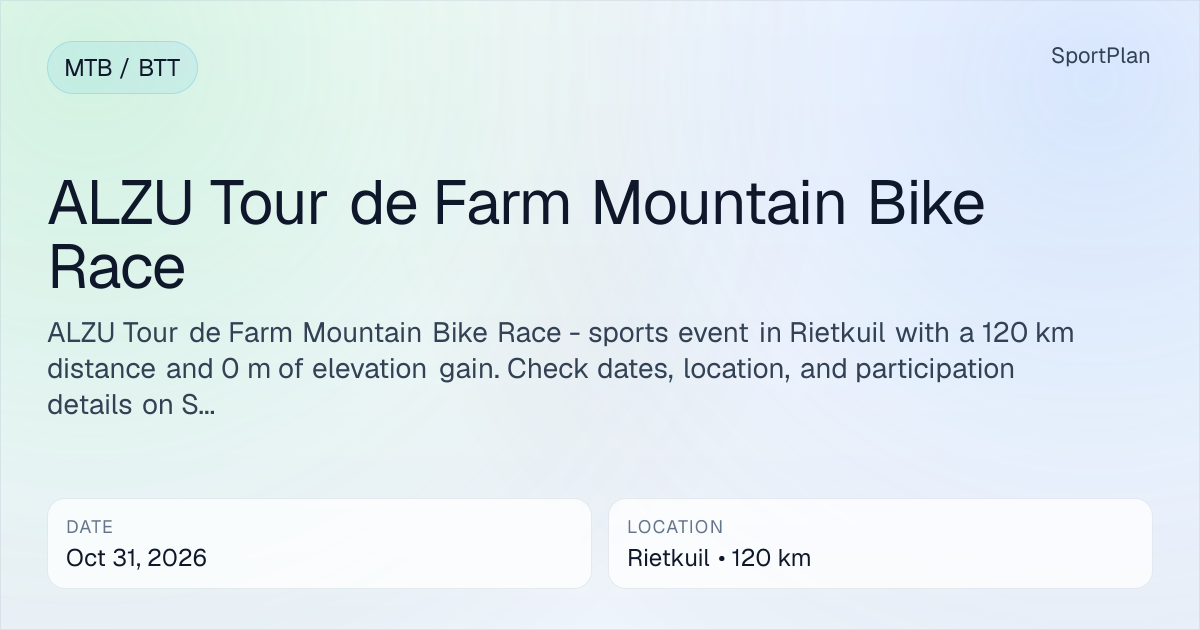 ALZU Tour de Farm Mountain Bi… · 2026 · Rietkuil | SportPlan