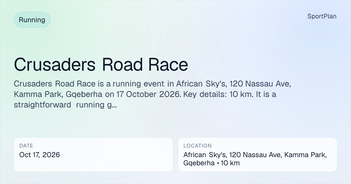 Crusaders Road Race · 2026 · African Sky's | SportPlan