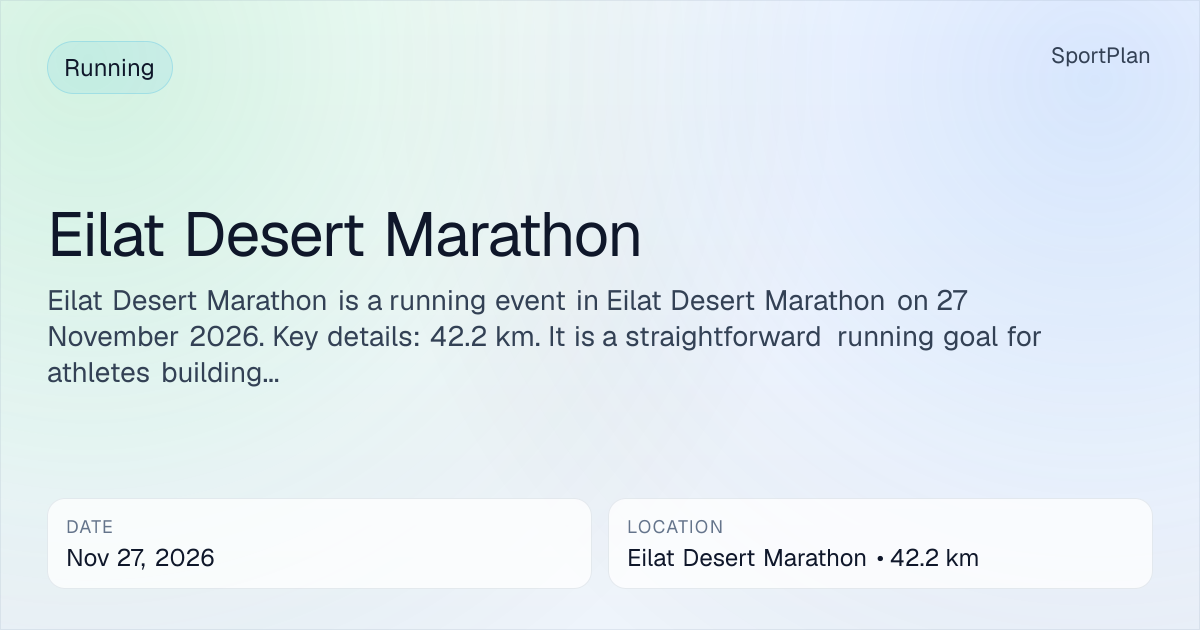 Eilat Desert Marathon · 2026 | SportPlan