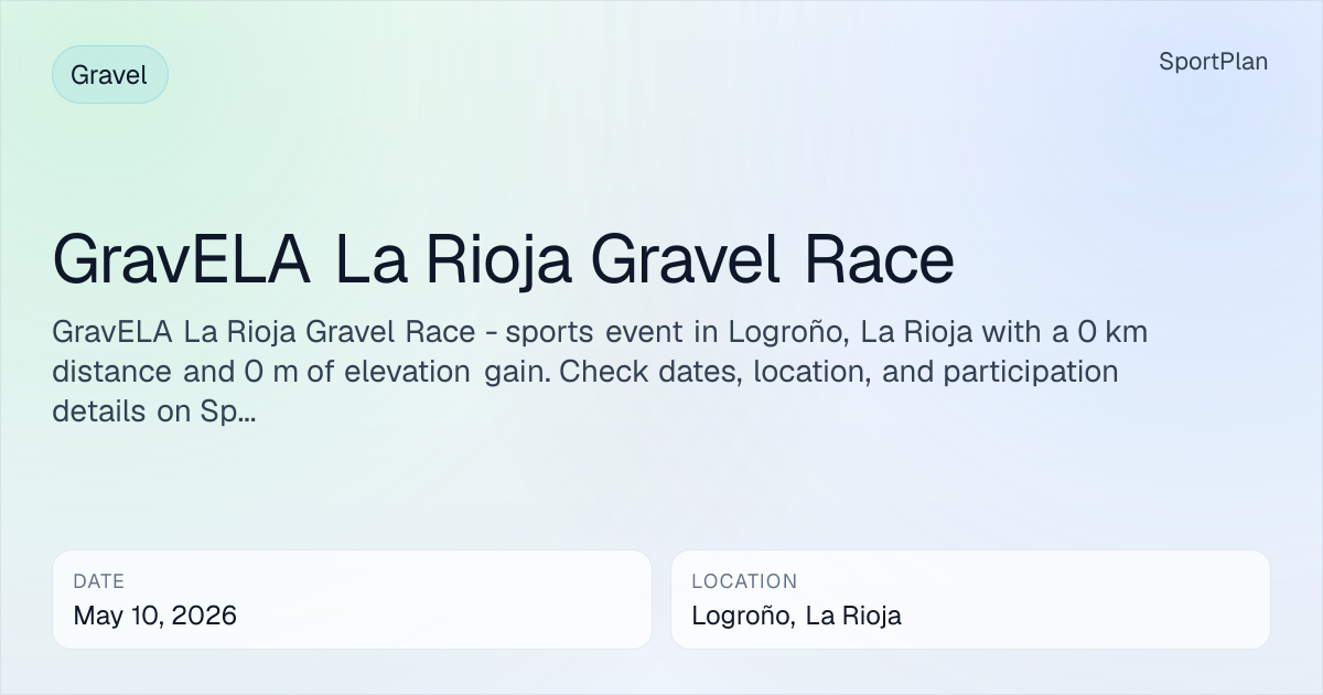 GravELA La Rioja Gravel Race · 2026 · Logroño | SportPlan