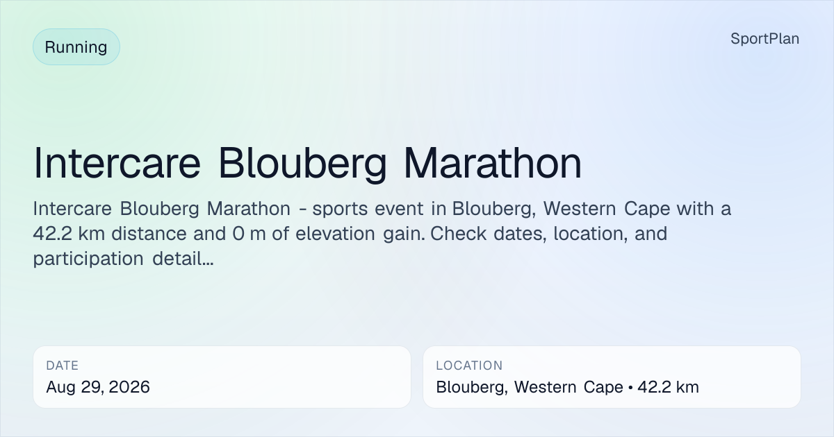 Intercare Blouberg Marathon · 2026 | SportPlan