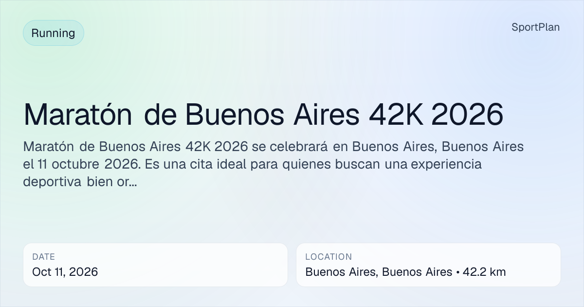 Maratón de Buenos Aires 4… · 2026 | SportPlan