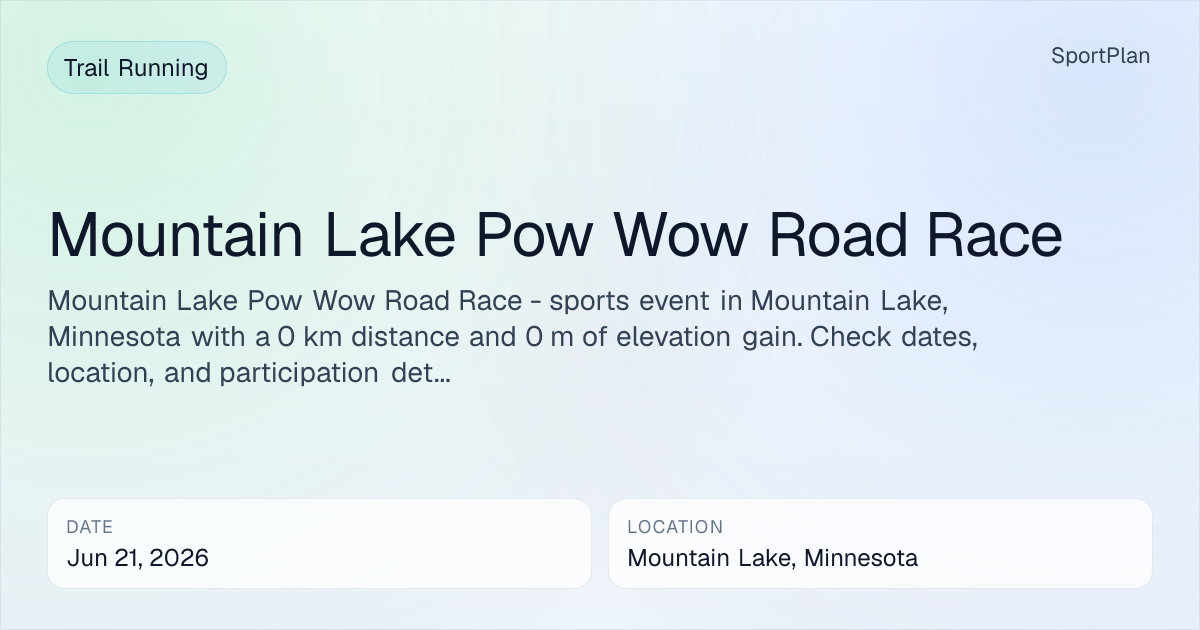 Mountain Lake Pow Wow Ro… · 2026 | SportPlan