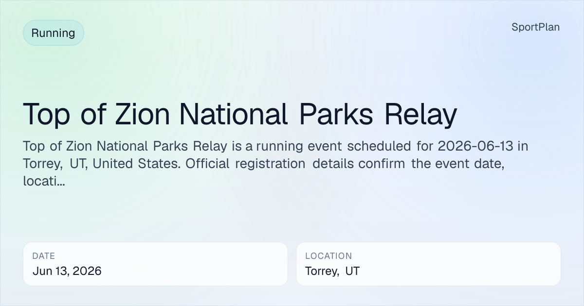Top of Zion National Parks Relay · 2026 · Torrey | SportPlan