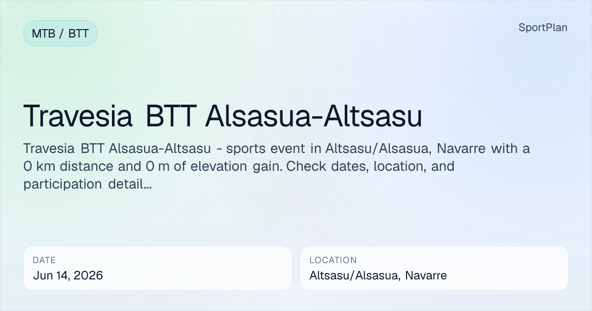 Travesia BTT Alsasua-Al… · 2026 · Altsasu/Alsasua | SportPlan