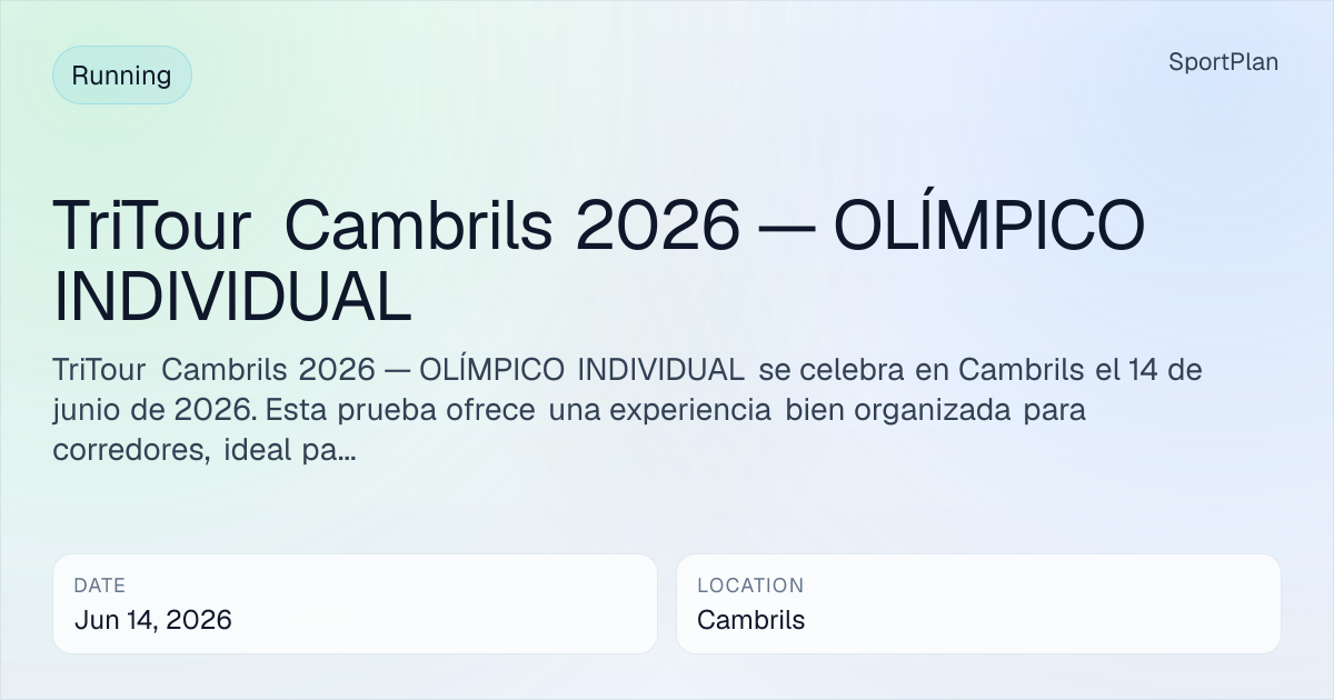 TriTour Cambrils 2026 — OLÍMP… | SportPlan