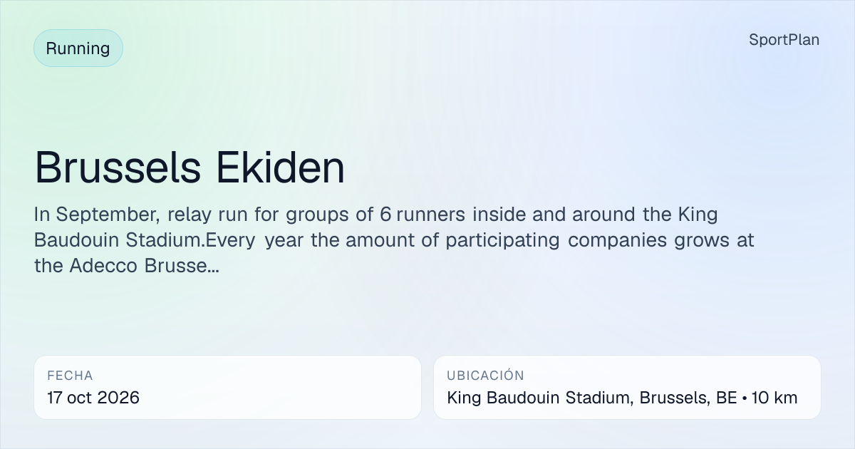 Brussels Ekiden · 2026 · King Baudouin Stadium | SportPlan