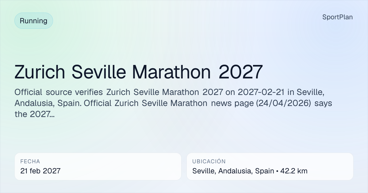 Zurich Seville Marathon 2027 | SportPlan