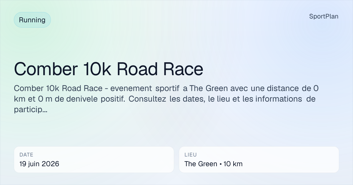 Comber 10k Road Race · 2026 · The Green | SportPlan
